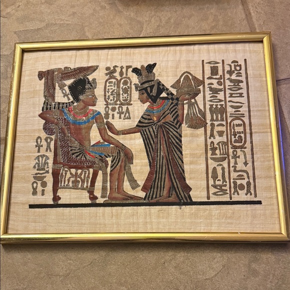 Wall Decor | Ancient Egyptian Papyrus Wall Art With Gold Frame | Poshmark